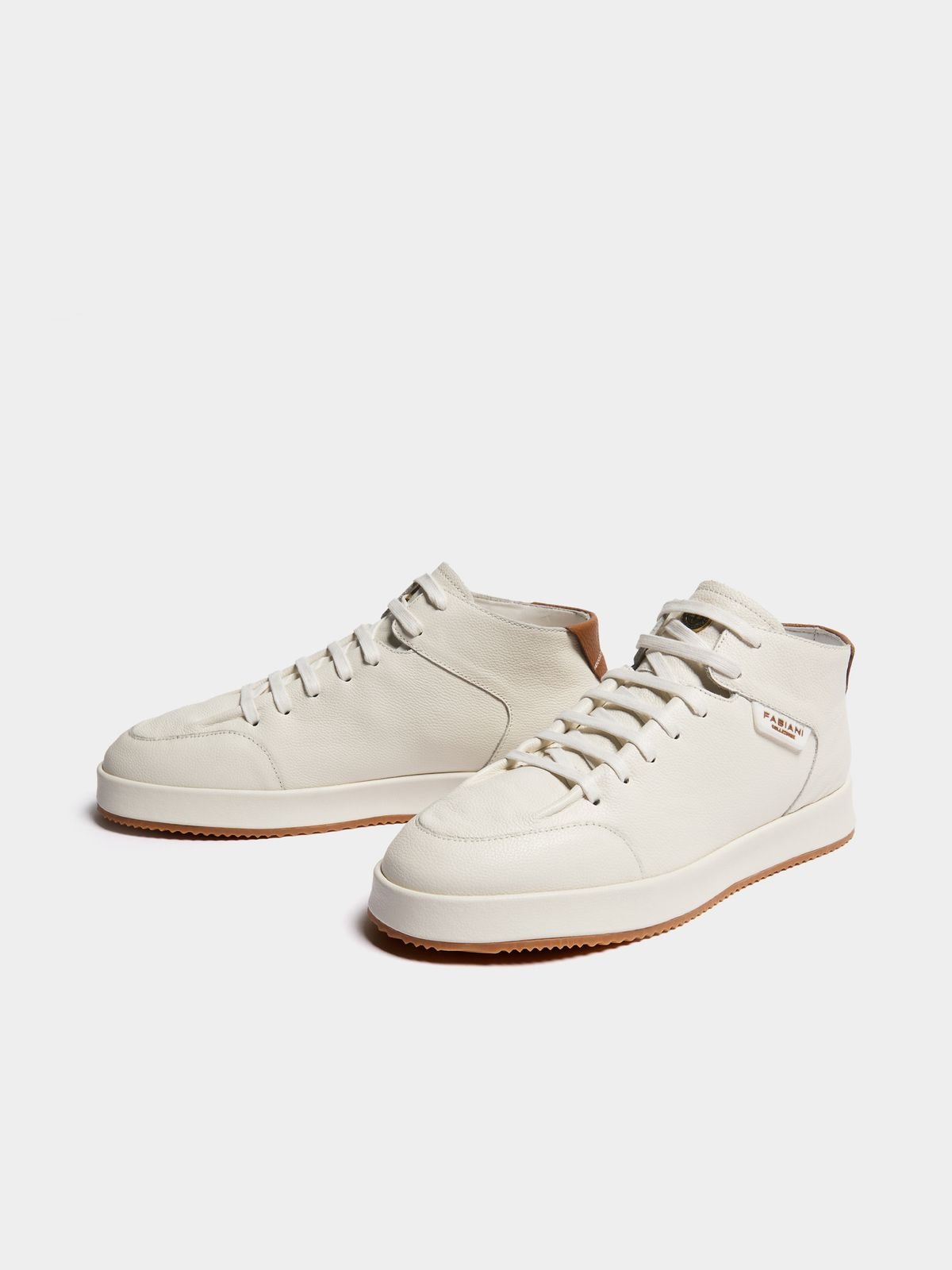 Fabiani Men's Leather Apron White High Top Sneakers | Bash