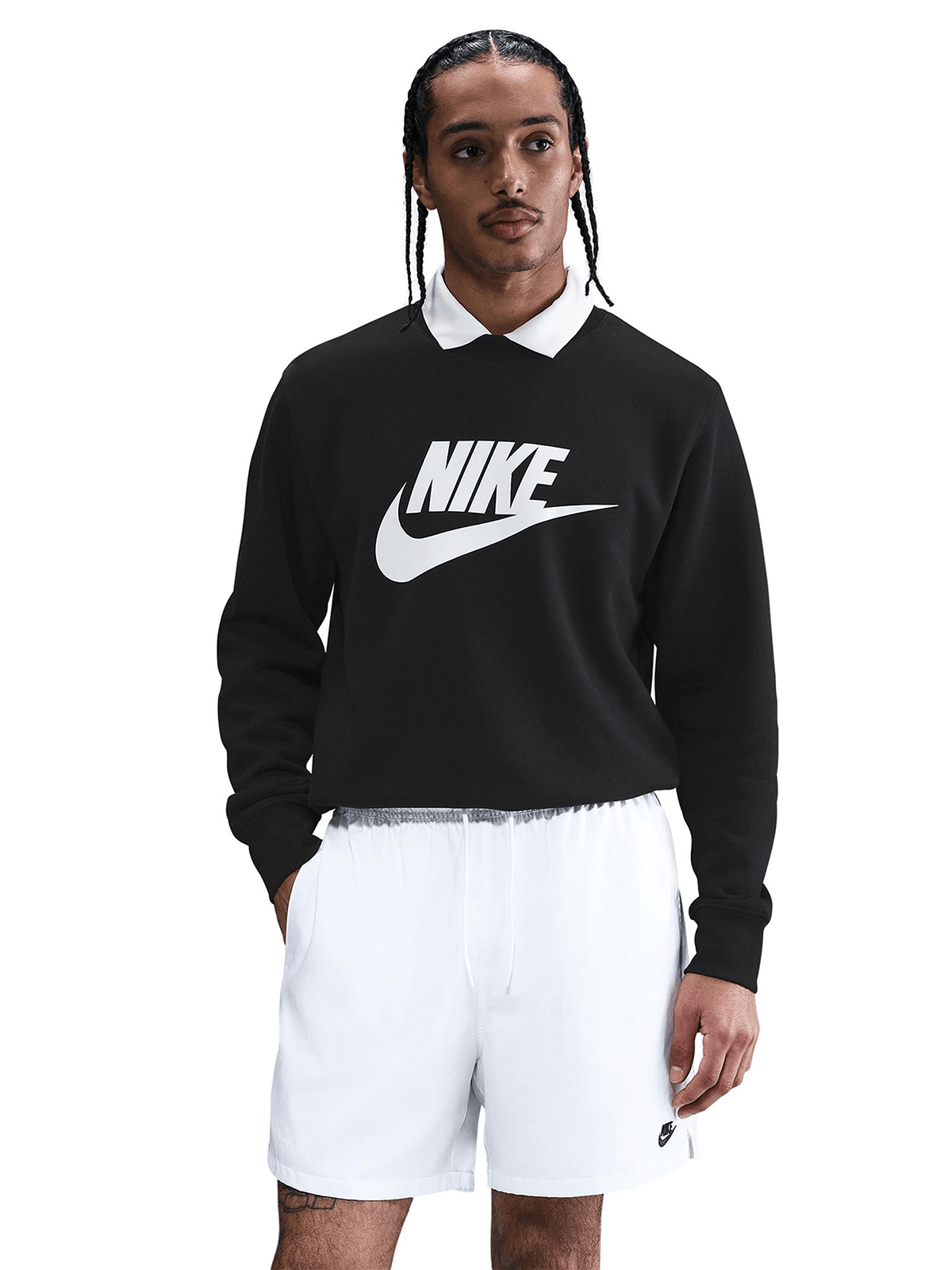 Nike Mens Club Graphic Black Crew Top | Bash