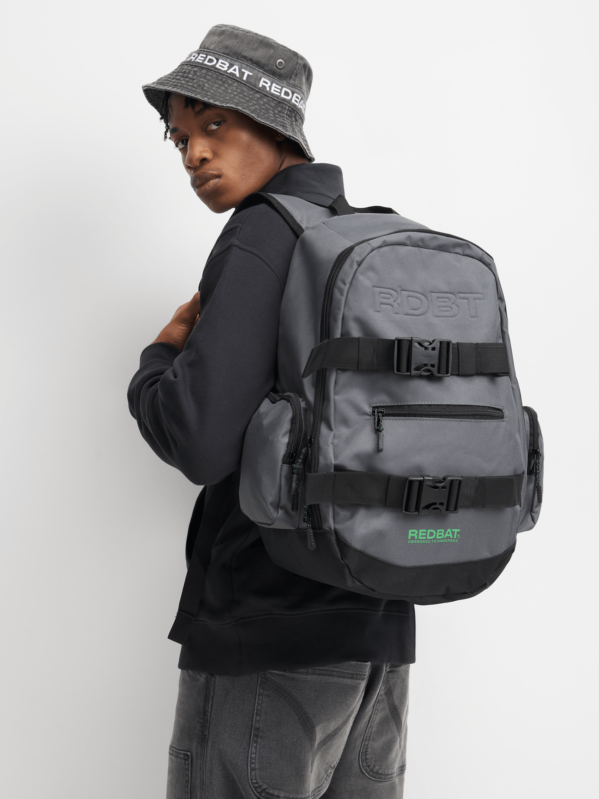 Redbat Unisex Embossed Charcoal Backpack | Bash