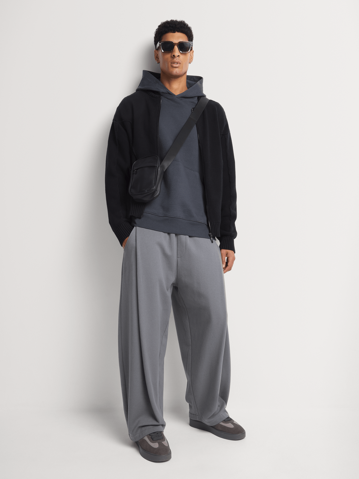 Markham Men's Wide Leg Fashion Brushed Grey Jogger | Bash