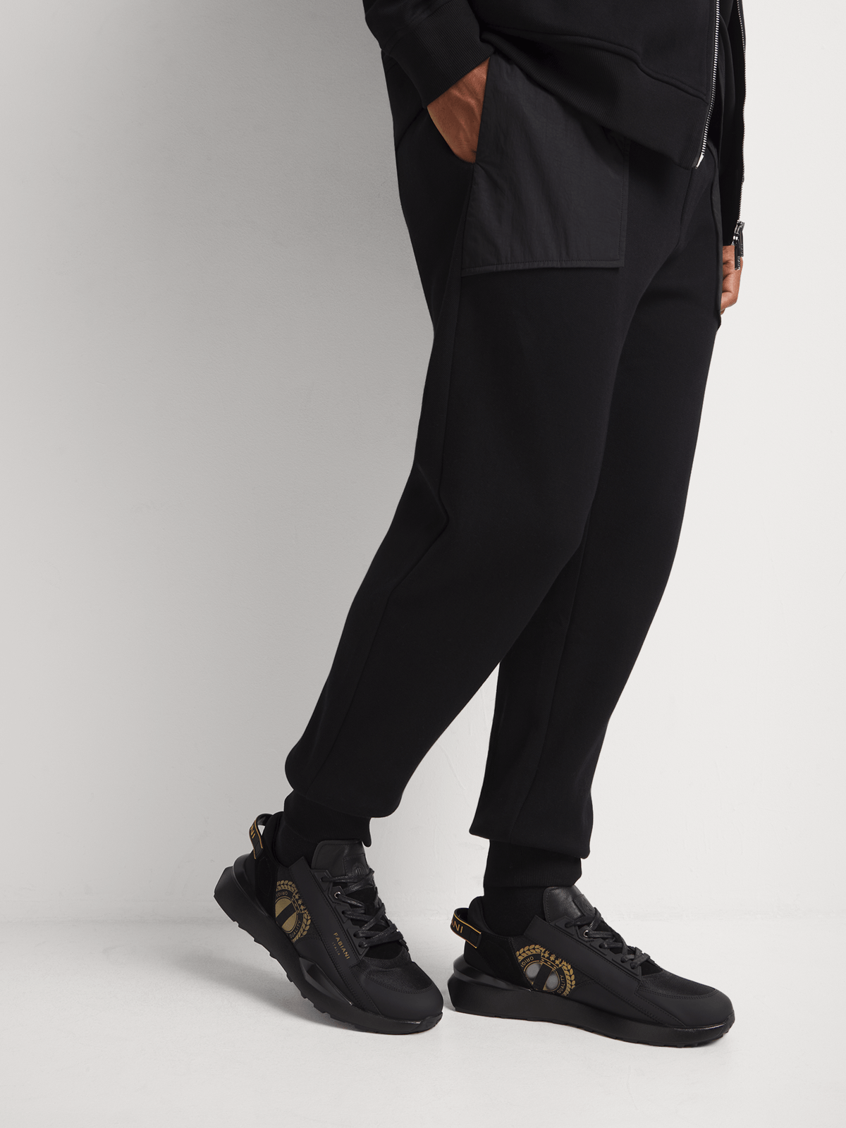 Fabiani Men's Black Leather & Mesh Logo Sneakers | Bash