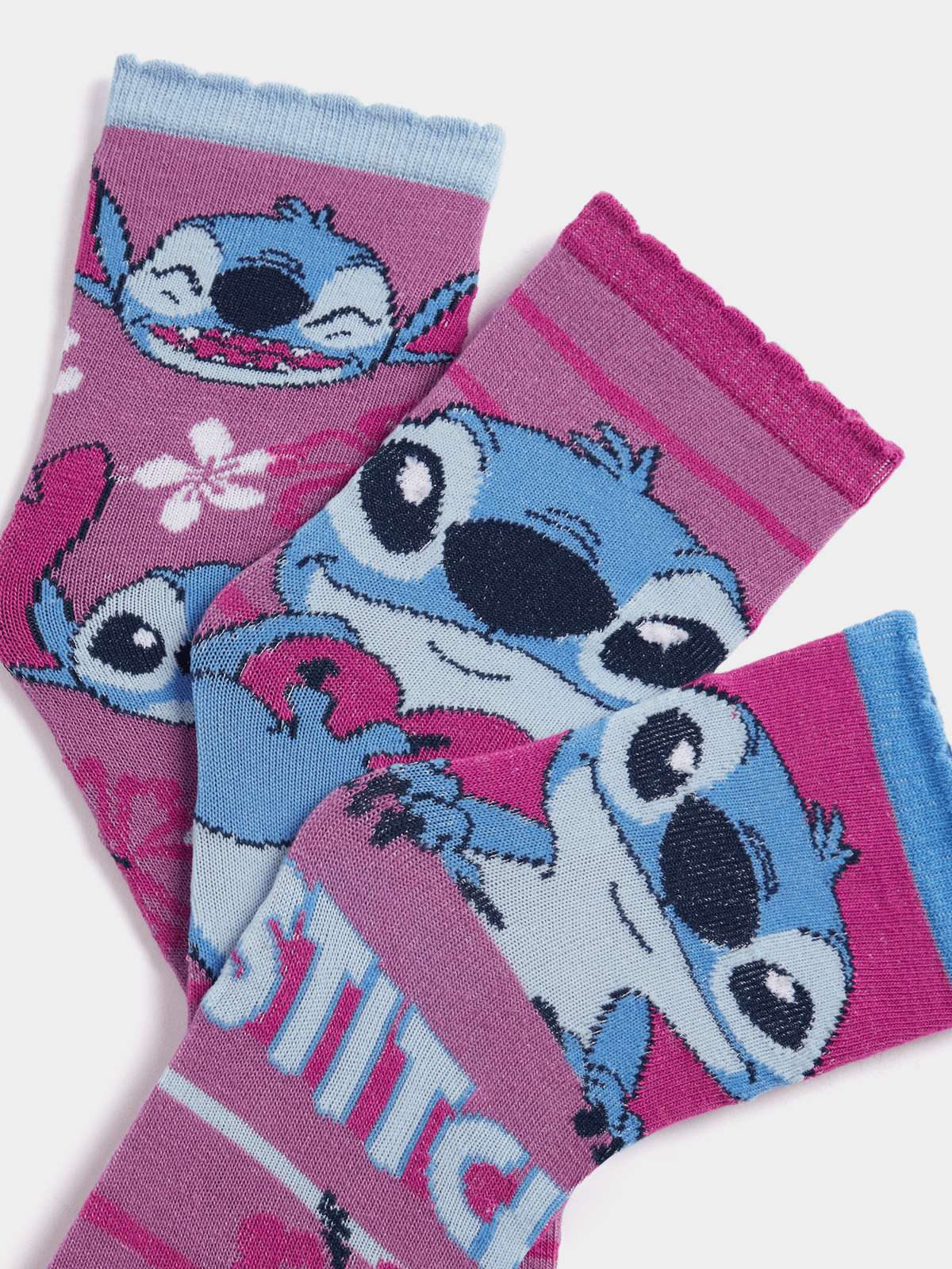 Jet Younger Girls Aurora Pink 3 Pack Stitch Socks | Bash