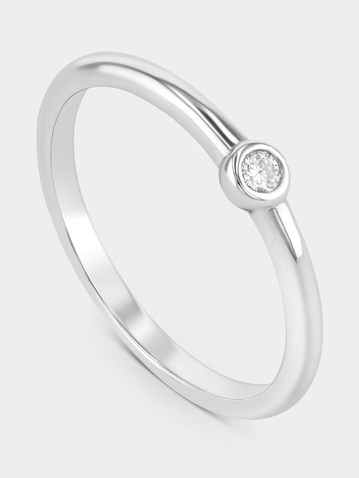 Sterling Silver Lab Grown Diamond Round Solitaire Bezel Ring | Bash