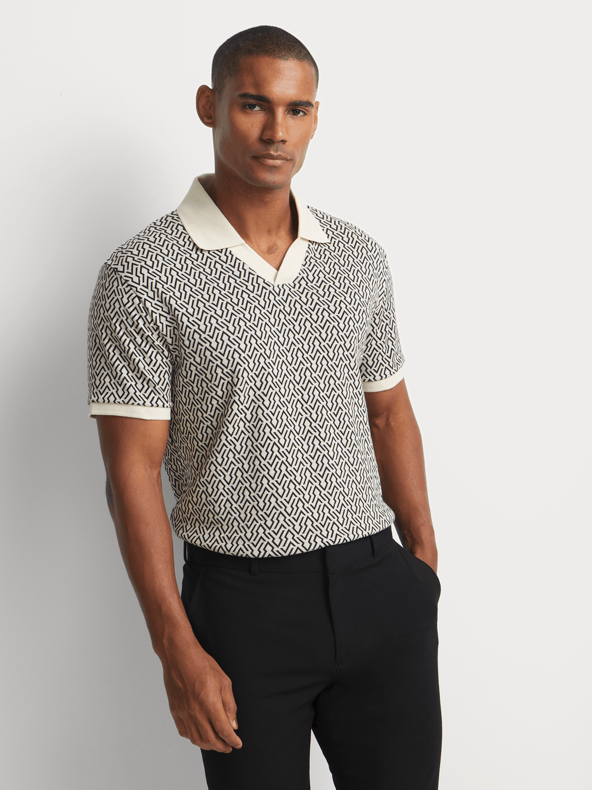 Markham Men's Geo Design Revere Regular Fit Neutral Golfer | Bash