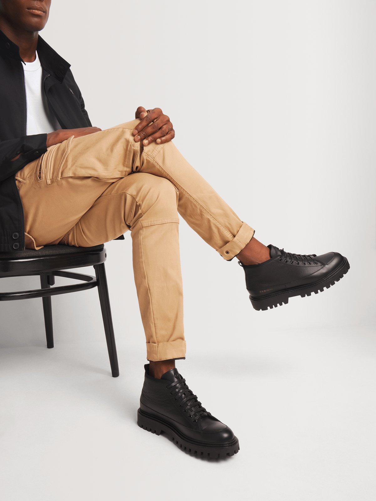 Fabiani Men's Black Leather Apron Toe Boot | Bash