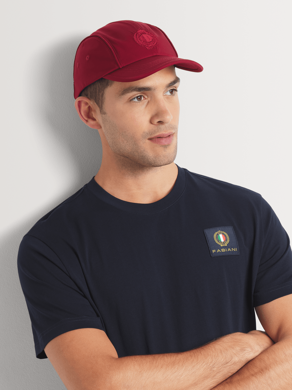 Fabiani Men's Red Piping And Crest Peak Cap | Bash