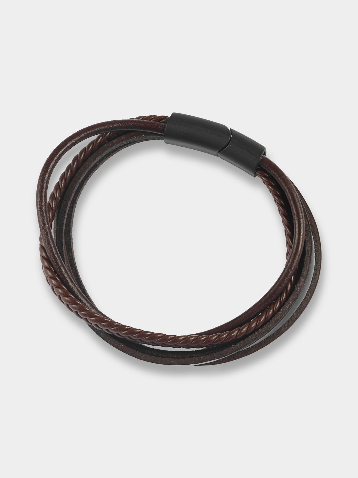 Men's Markham Leather Braided Brown Bracelet | Bash