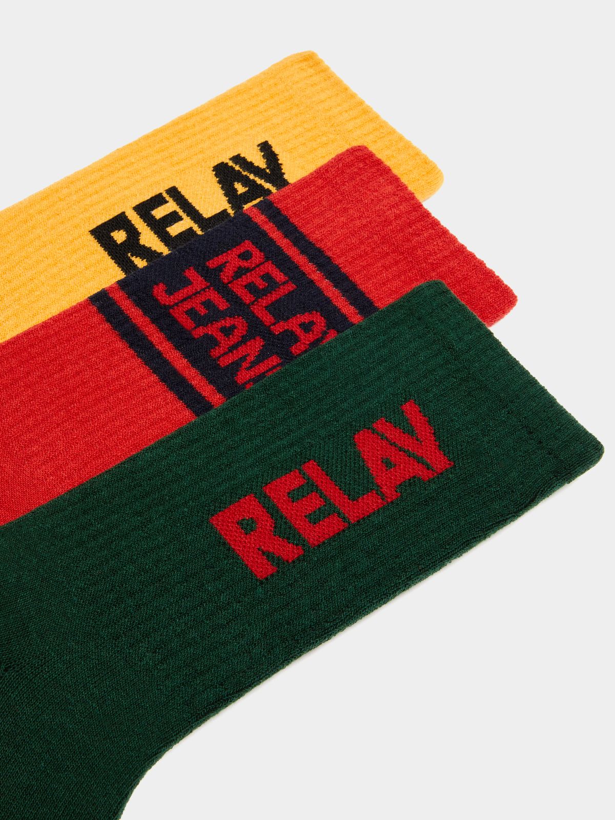 Relay Jeans Men's 3 Pack Shaft Red/Green/Mustard Socks | Bash