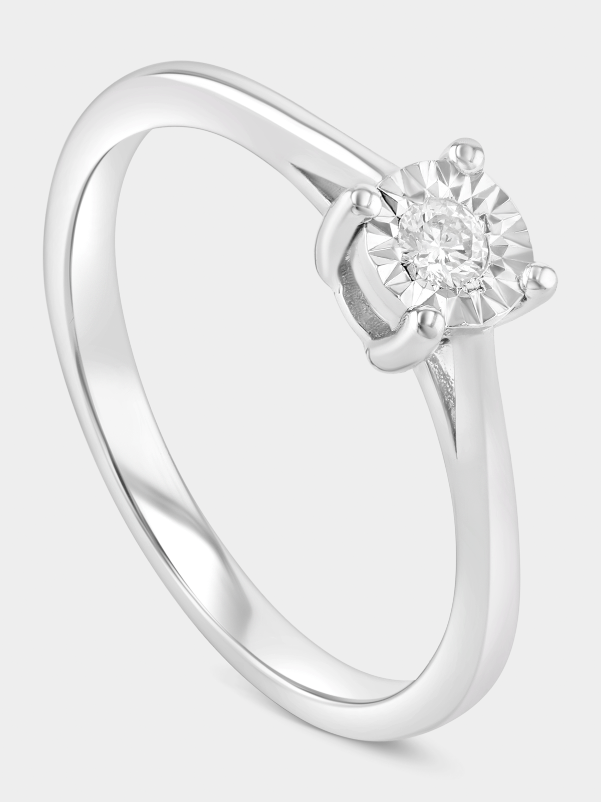 Sterling Silver Lab Grown Diamond Round Solitaire Ring | Bash