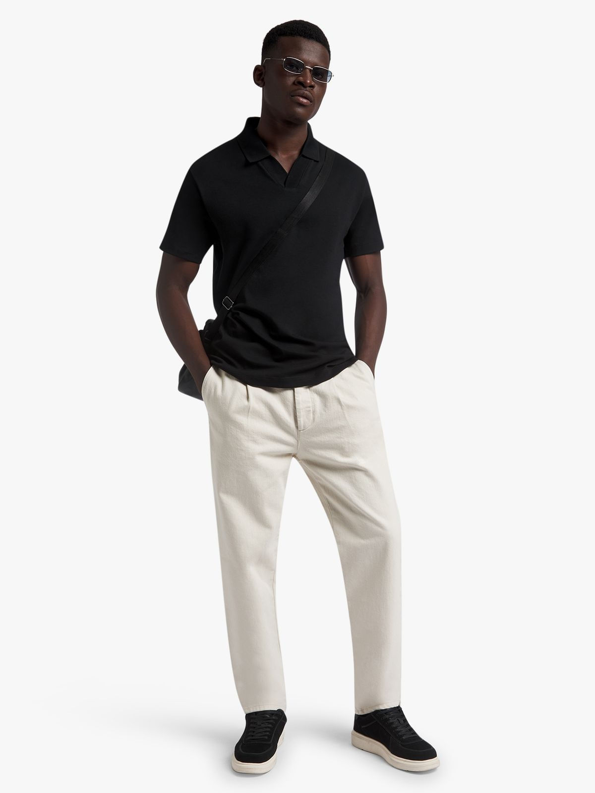Markham Men's Regular Fit Premium Cotton Revere Black Golfer | Bash