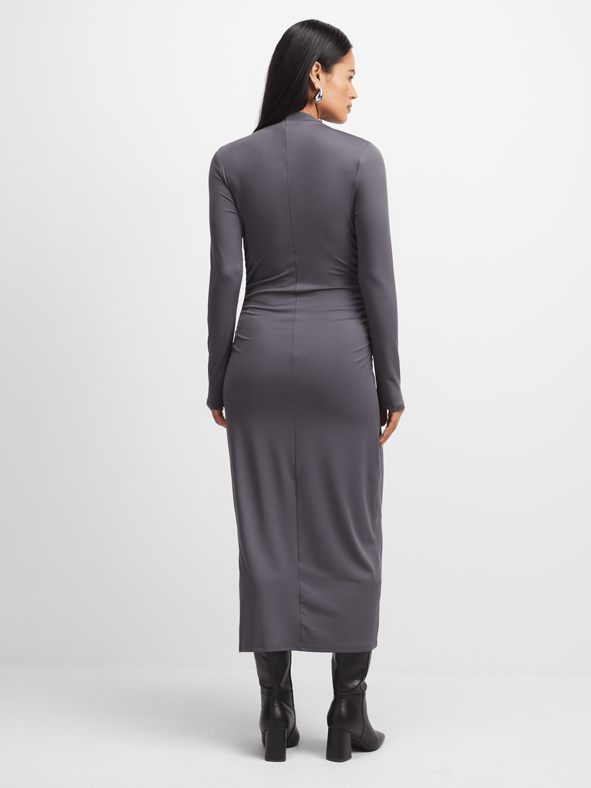 Exact Women's Charcoal Ruched Bodycon Dress | Bash