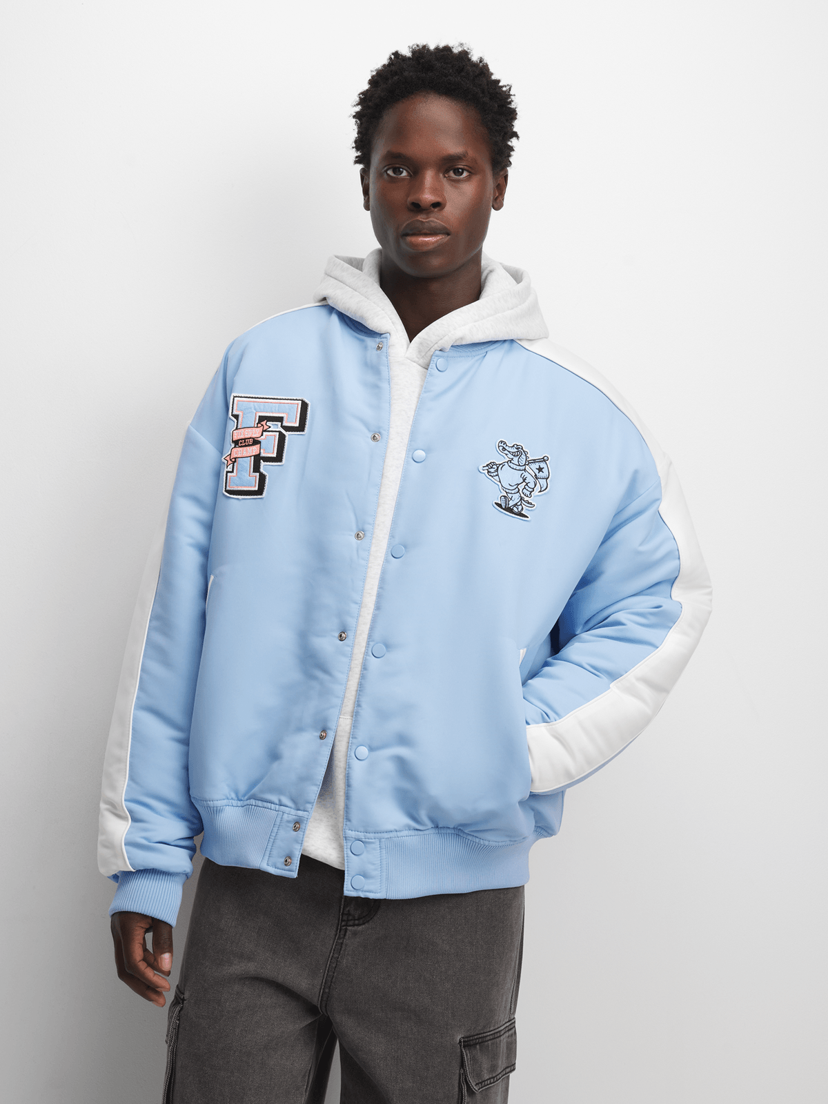 The FIX Men's Blue Preppy Bomber Jacket | Bash