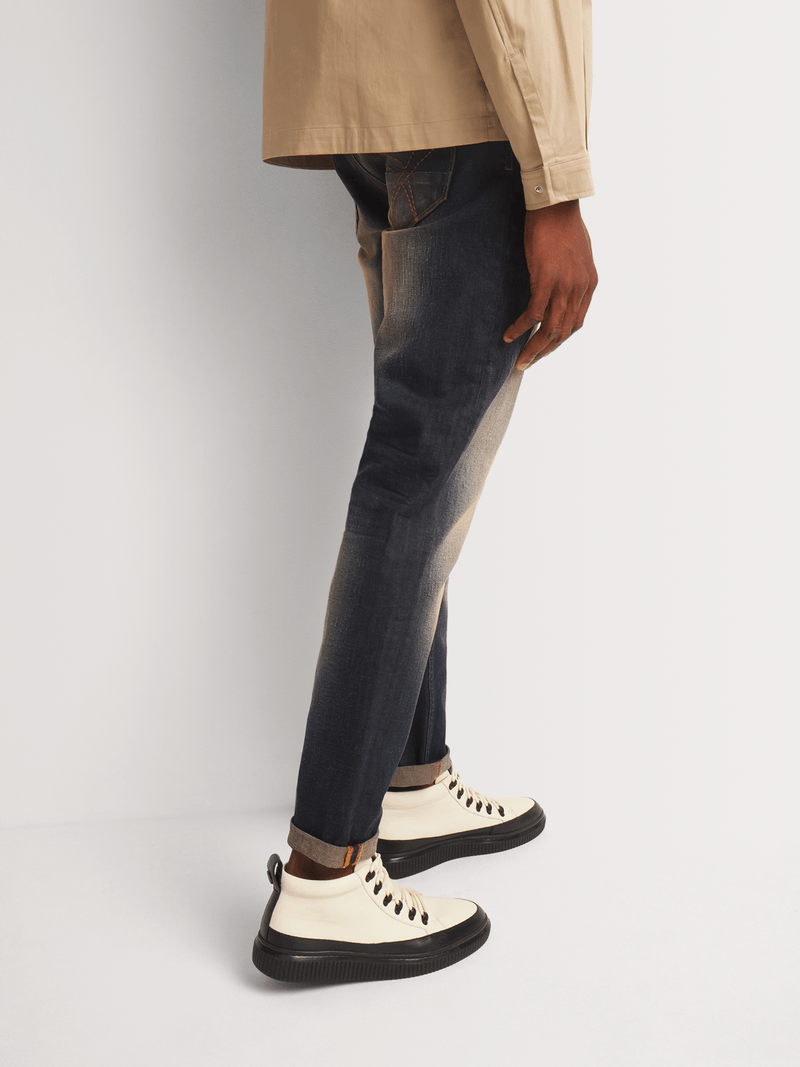 Fabiani Men's Natural Cream Randing Leather High Top Sneakers | Bash