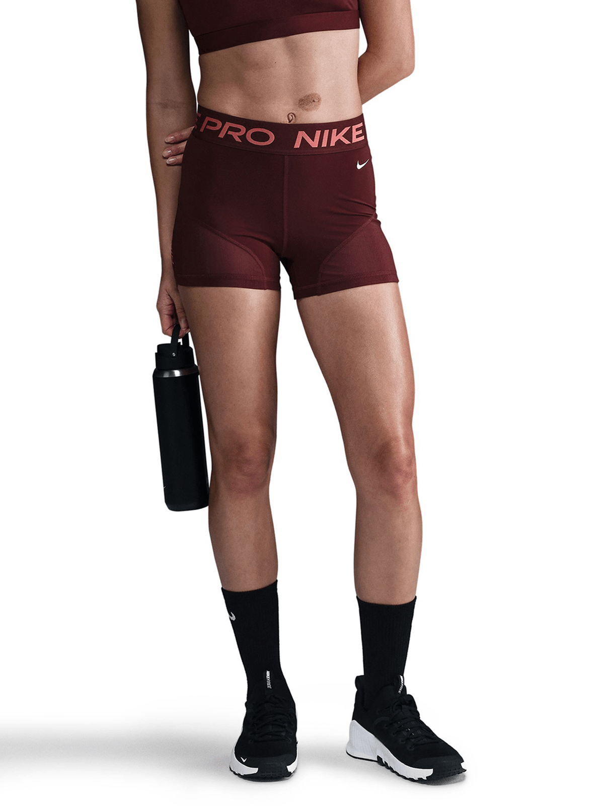 Nike Pro Womens 3 Inch Dark Red Hotpants | Bash