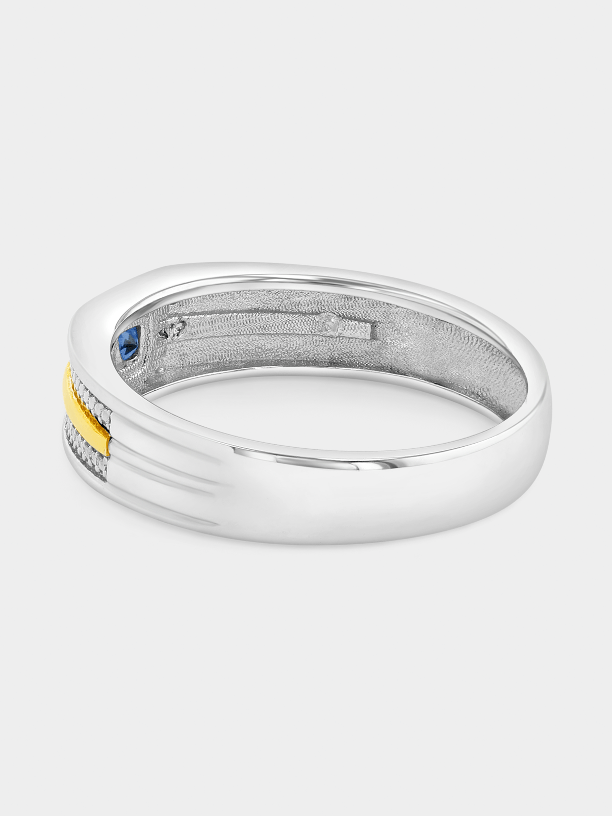 Yellow Gold & Sterling Silver Blue Sapphire Round Square Ring | Bash