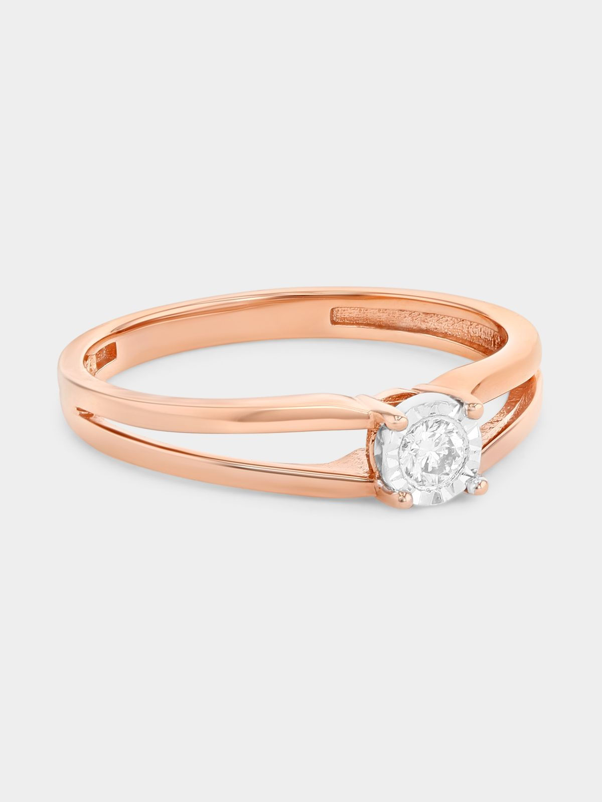 Rose Gold 0.10ct Diamond Solitaire Split Ring | Bash