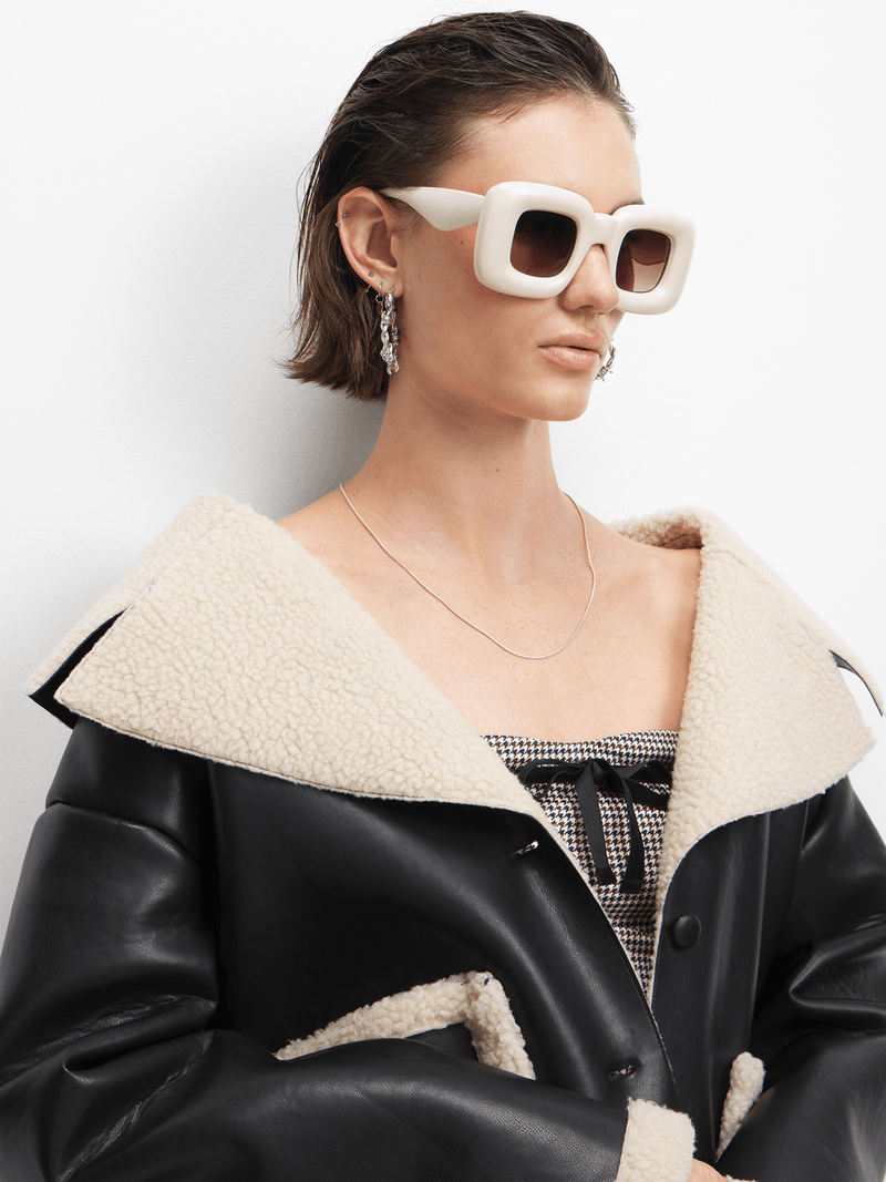 The FIX Unisex White Square Bubble Frame Sunglasses | Bash