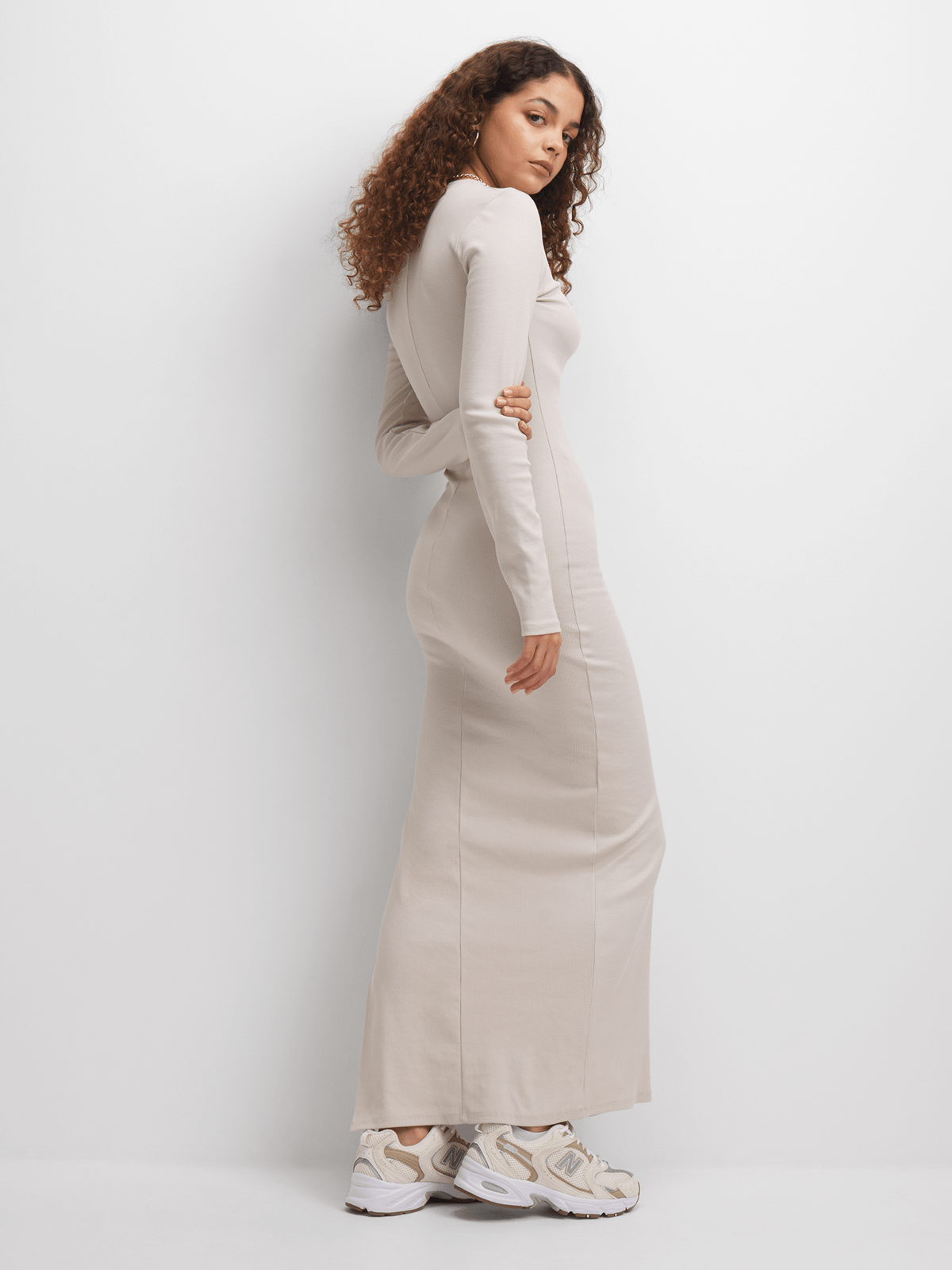 Redbat Women Rib Slide Slit Maxi Stone Dress | Bash