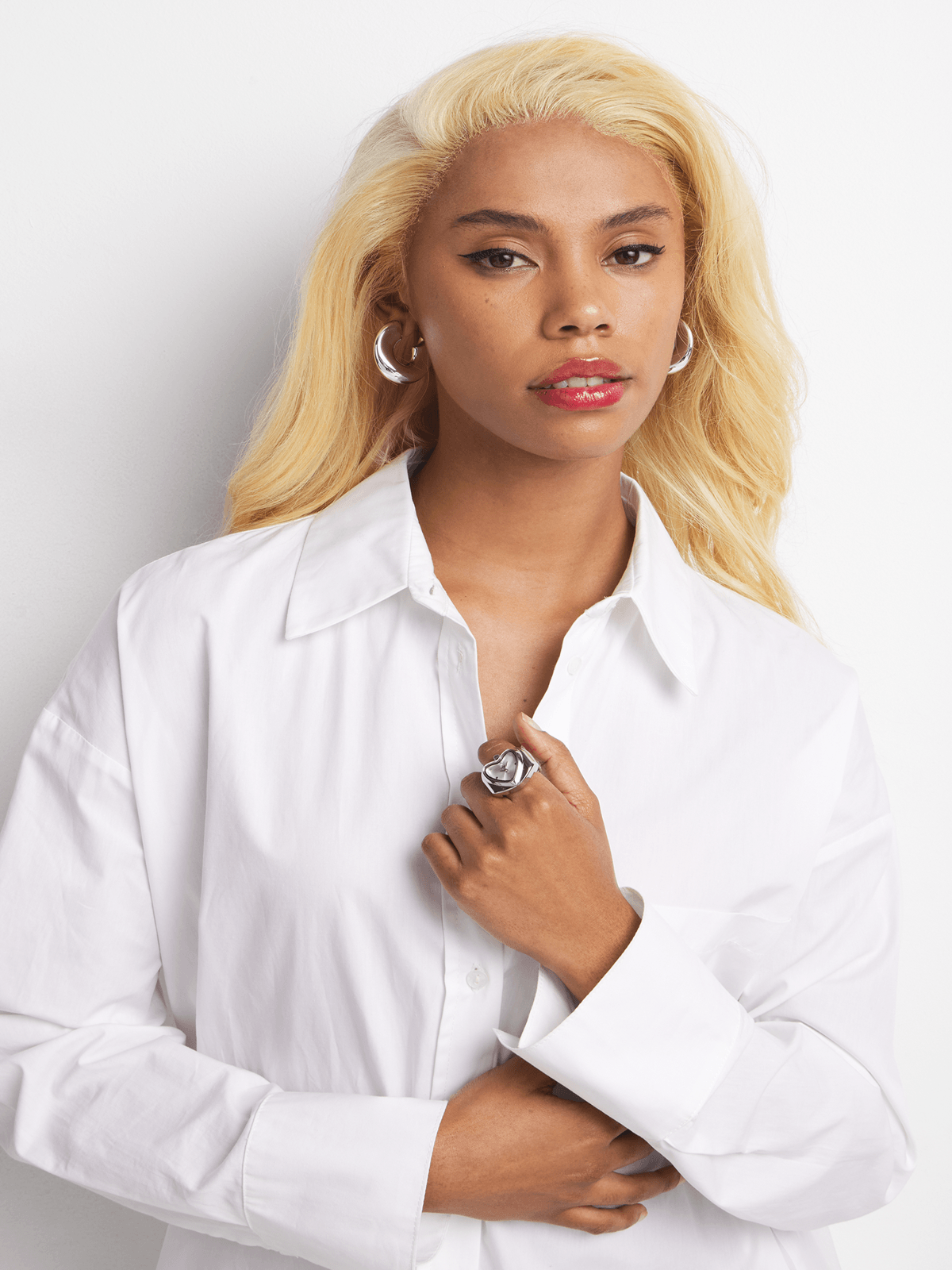 MX Silver Plated Silver Tone Dial Heart Watch Ring | Bash