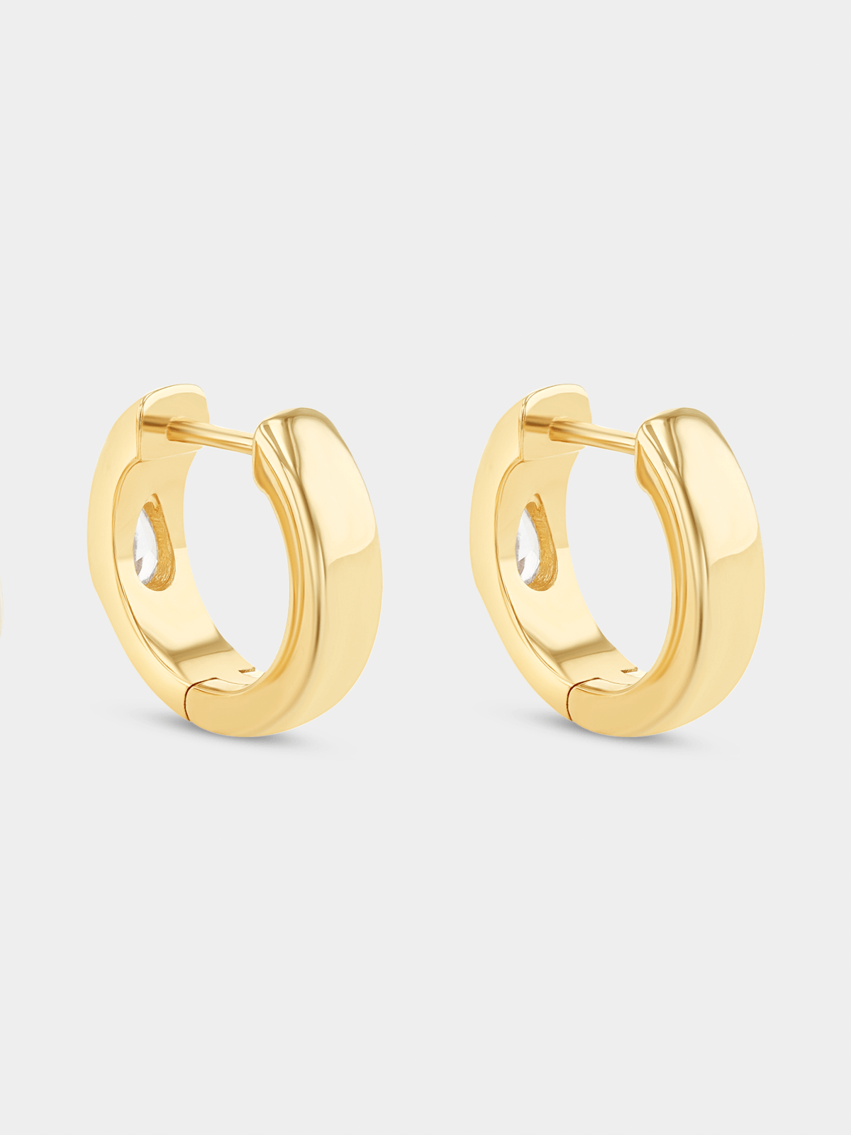 Gold Plated Sterling Silver Cubic Zirconia Pear Hoop Earrings | Bash