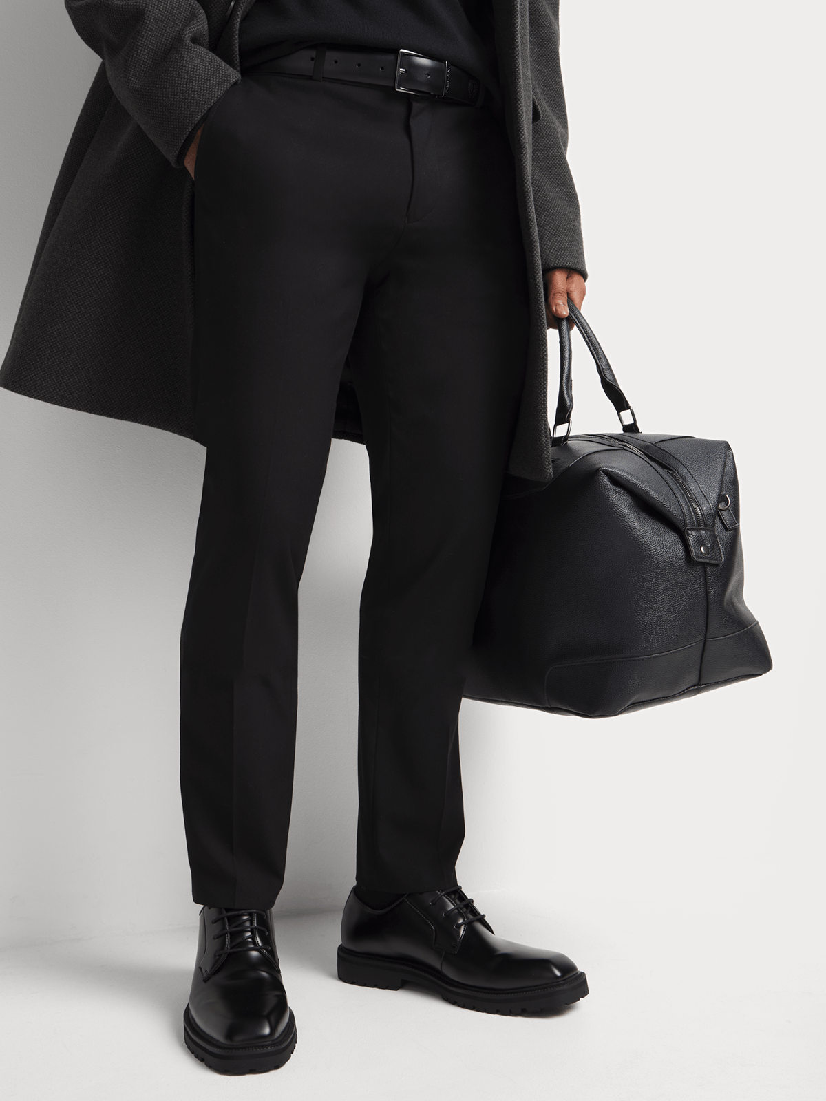 Markham Men's Square Toe Derby Black Smart Shoes | Bash