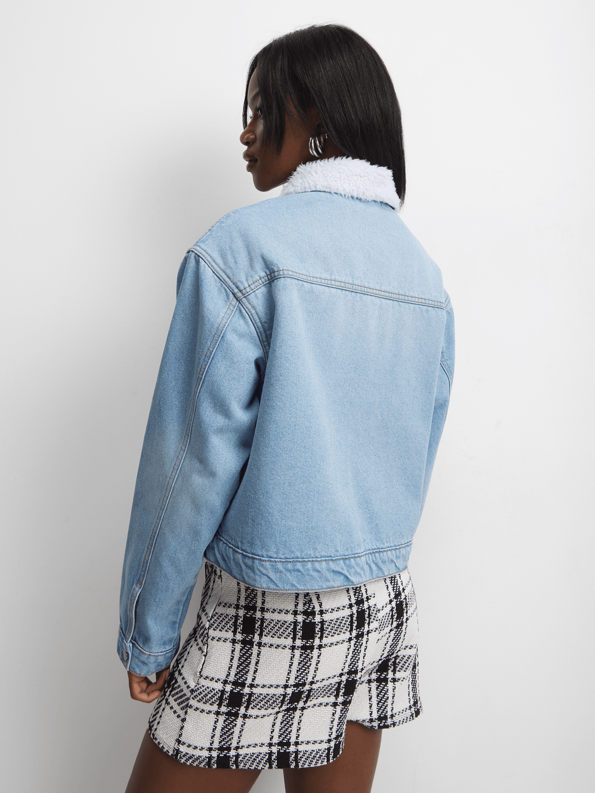 The FIX Women's Light Wash Borg Denim Jacket | Bash