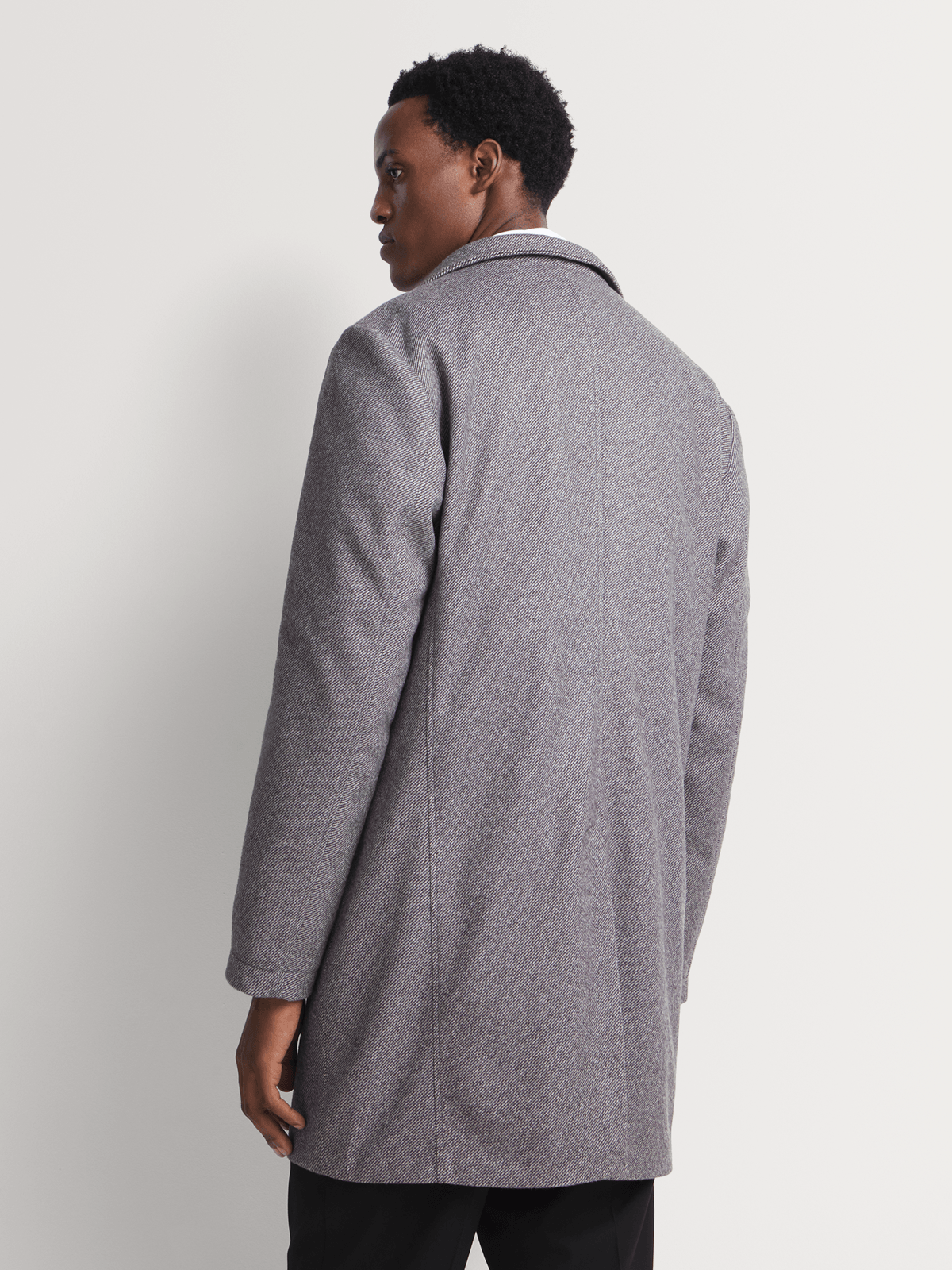 Markham Men's Smart Funnel Neck Twill Weave Grey Coat | Bash