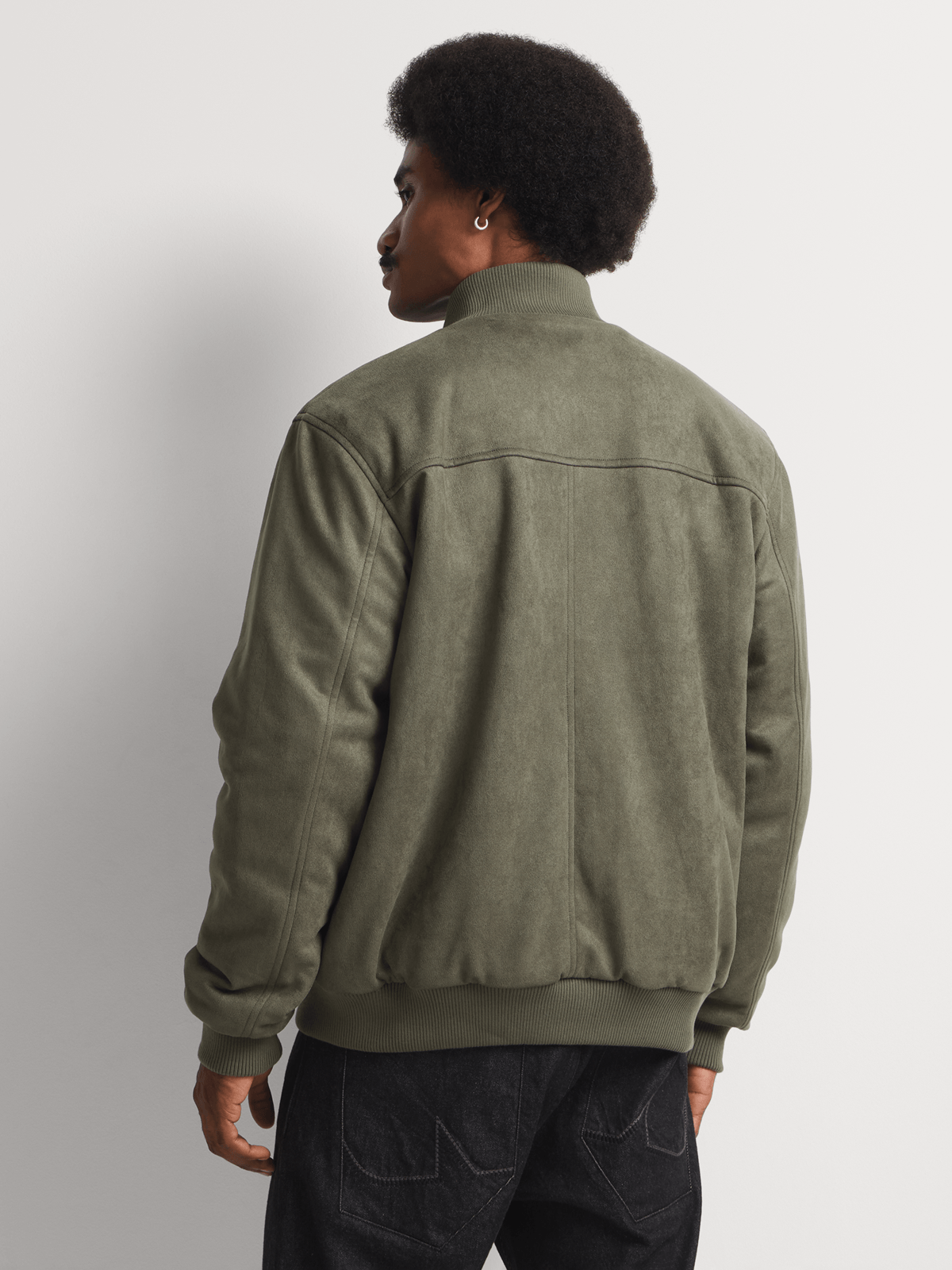 Markham Men's Smart Suedette Zipped Green Bomber Jacket | Bash