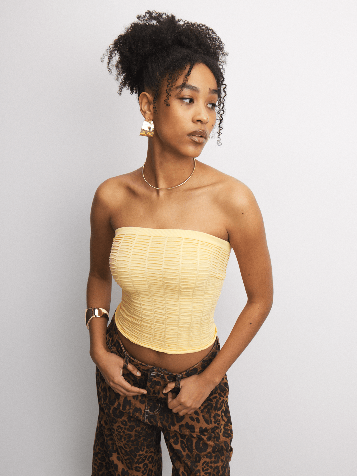 The FIX Women's Yellow Seamless Ruched Top | Bash