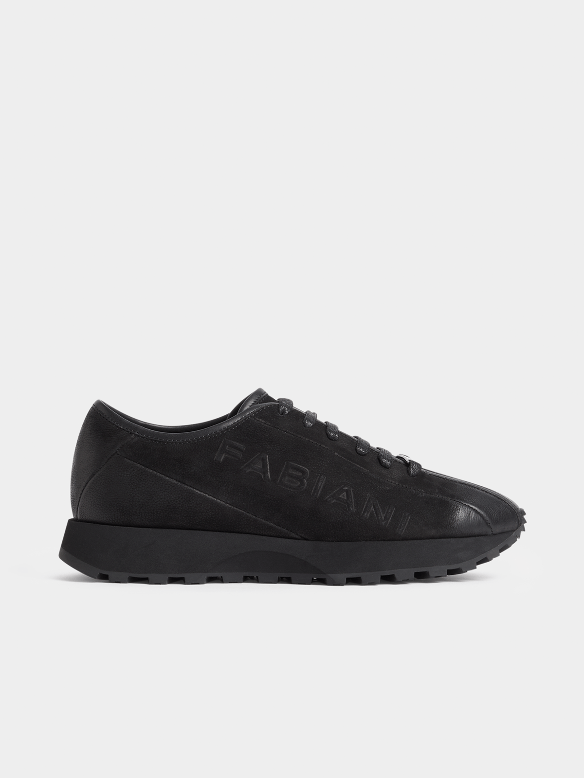 Fabiani Men's Black Leather Abstract Panel Sneaker | Bash