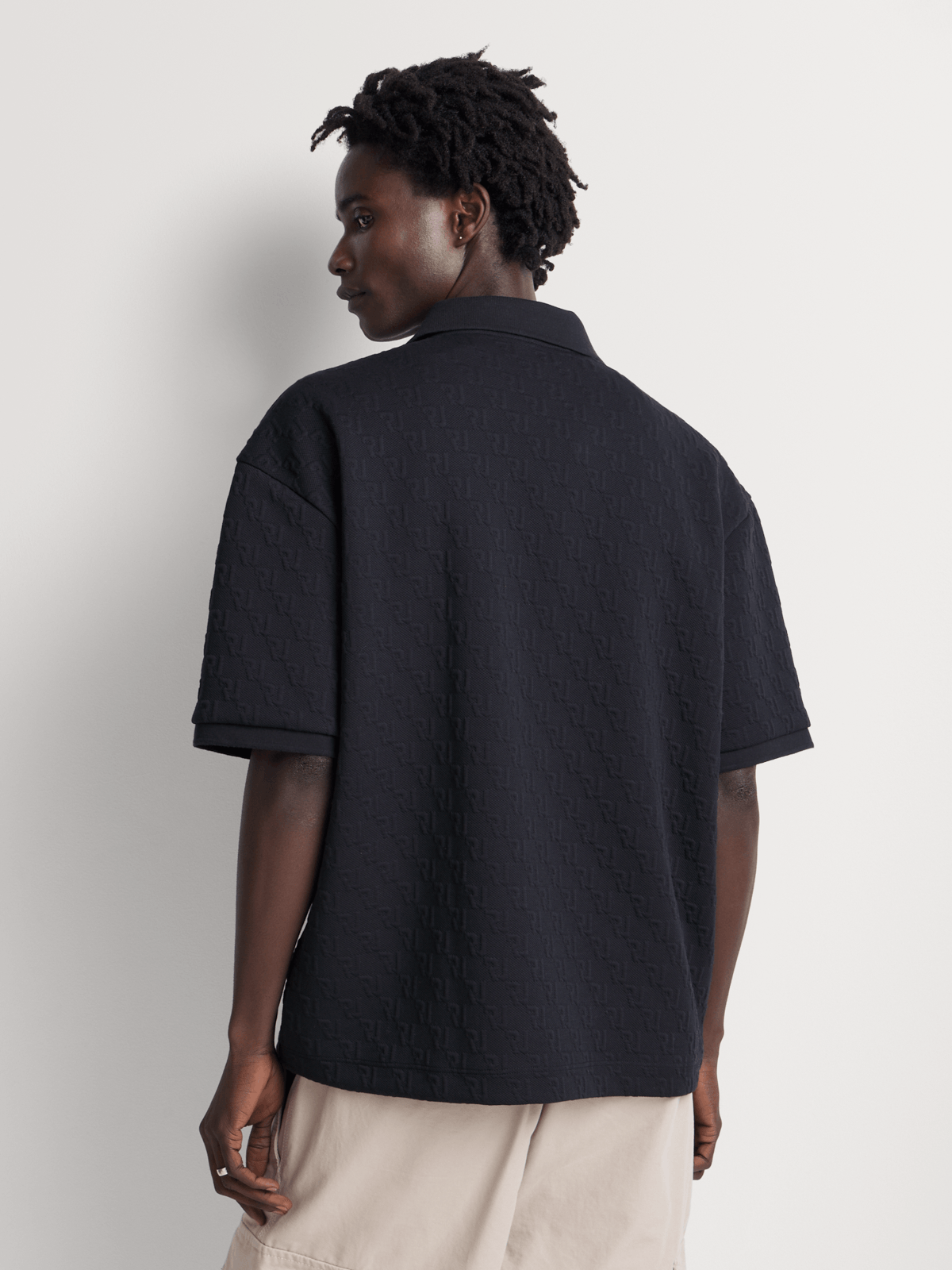 Relay Jeans Men's Boxy Mono Jacquard Black Golfer | Bash