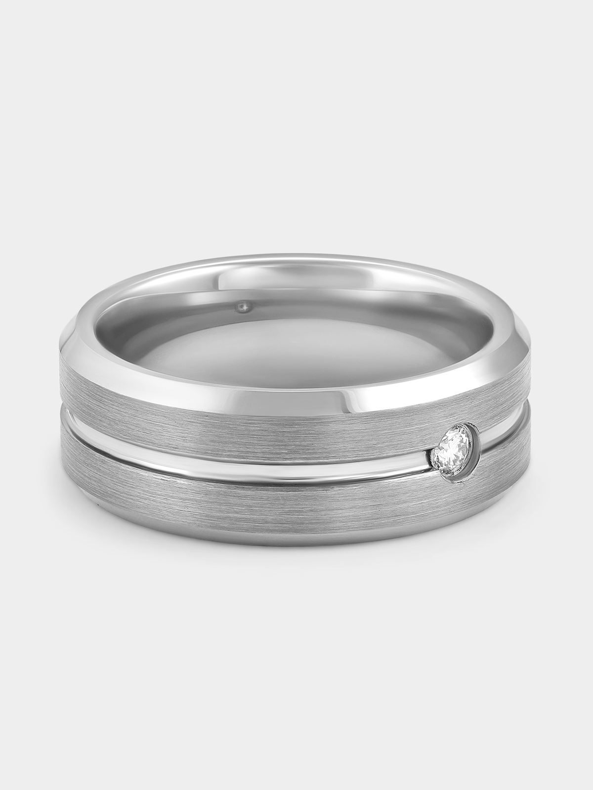 Tungsten Lab Grown Diamond Solitaire Centre Groove Ring | Bash