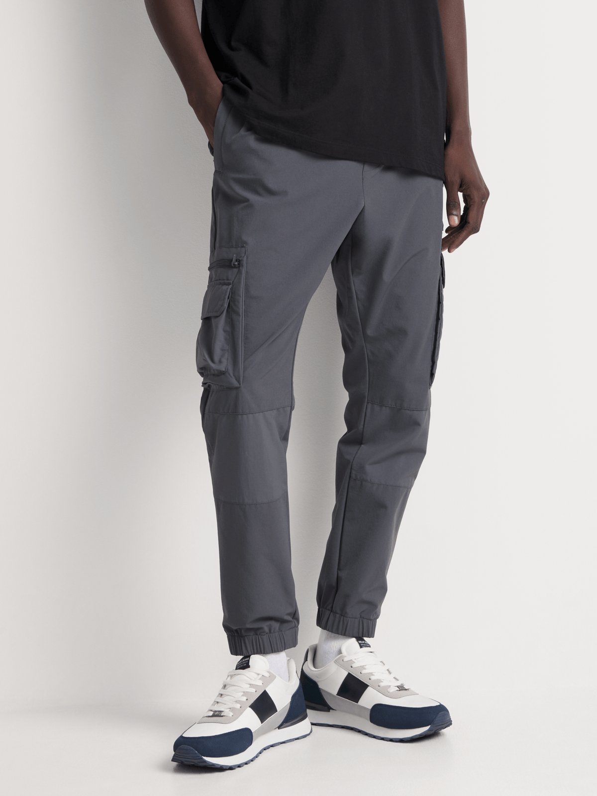 Markham Men's Styled Multi Fabric Utility Charcoal Pant | Bash