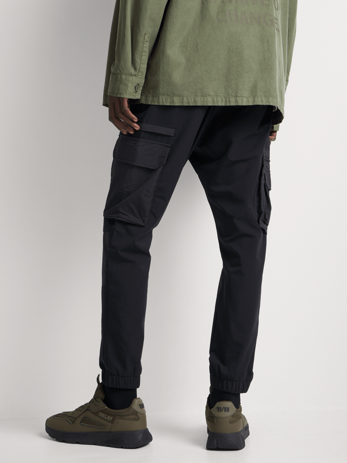 Markham Men's Styled Multi Fabric Utility Black Pants | Bash