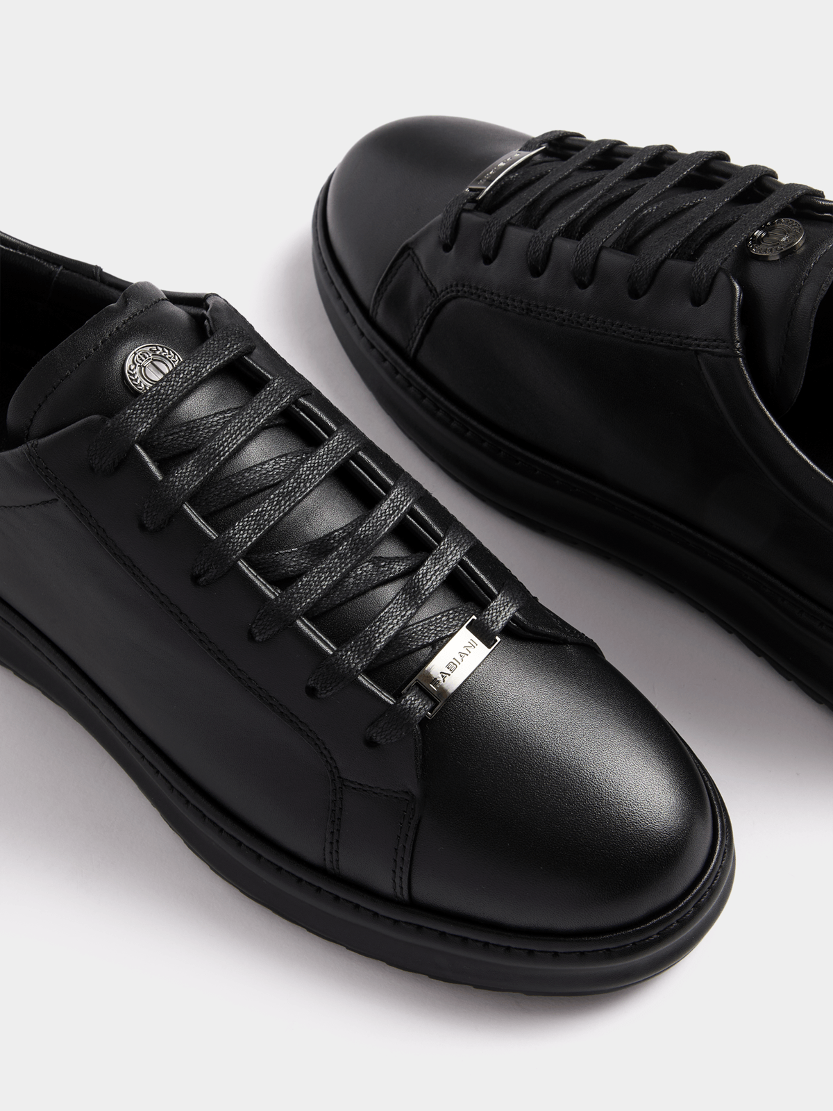 Fabiani Men's Black Leather Ridge Sole Court Sneaker | Bash