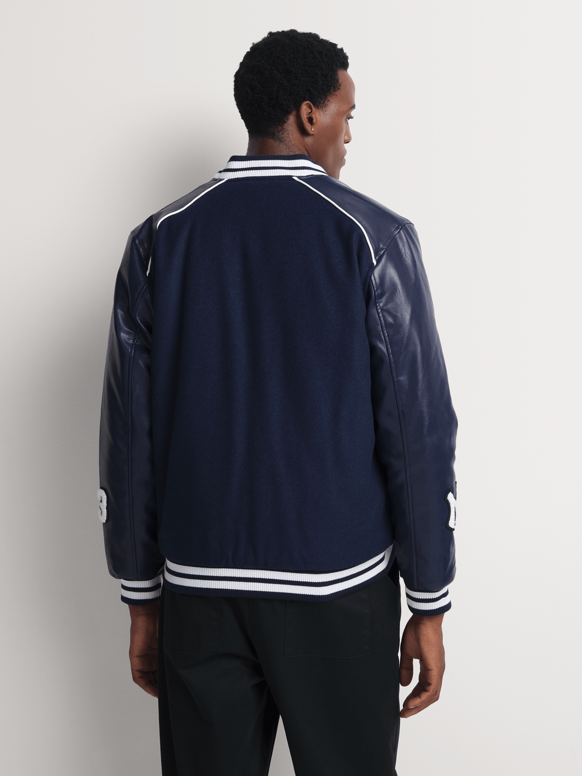 Markham Men's Melton Varsity Navy Jacket | Bash