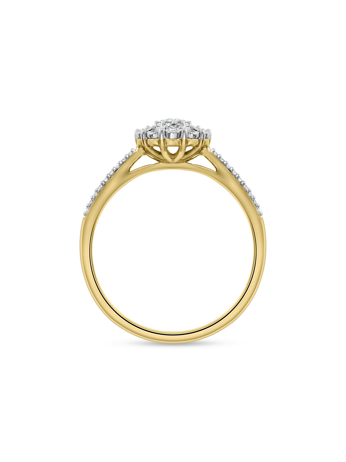 Yellow Gold 0.15ct Diamond Round Halo Ring | Bash