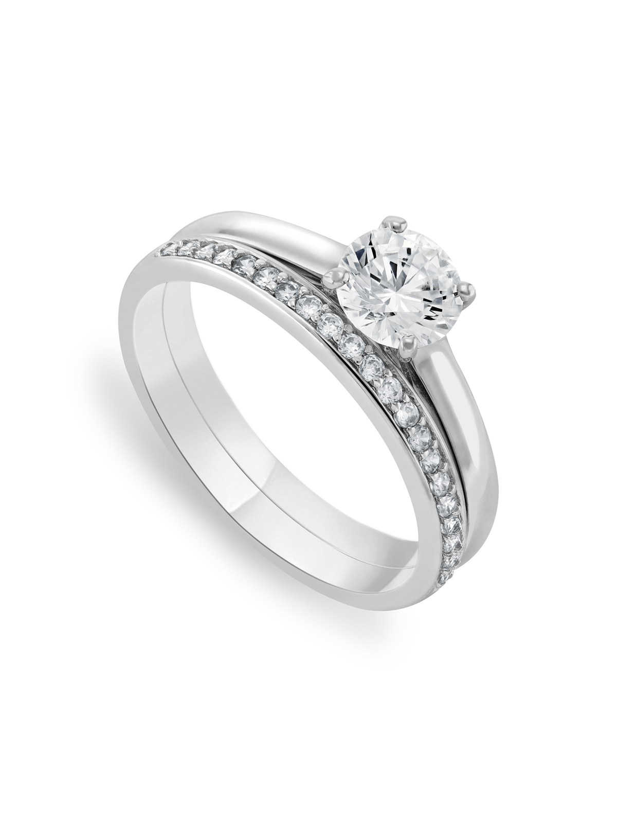 Cheté Platinum & Sterling Silver Diamondlite Cubic Zirconia Twinset ...