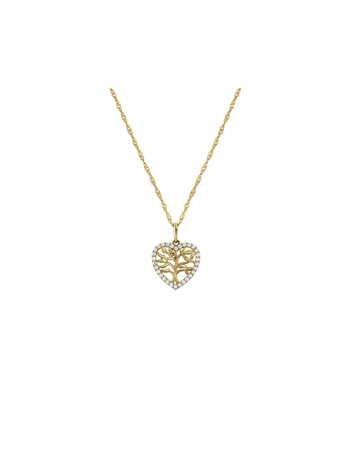Yellow Gold Tree of Life Heart Pendant on chain | Bash
