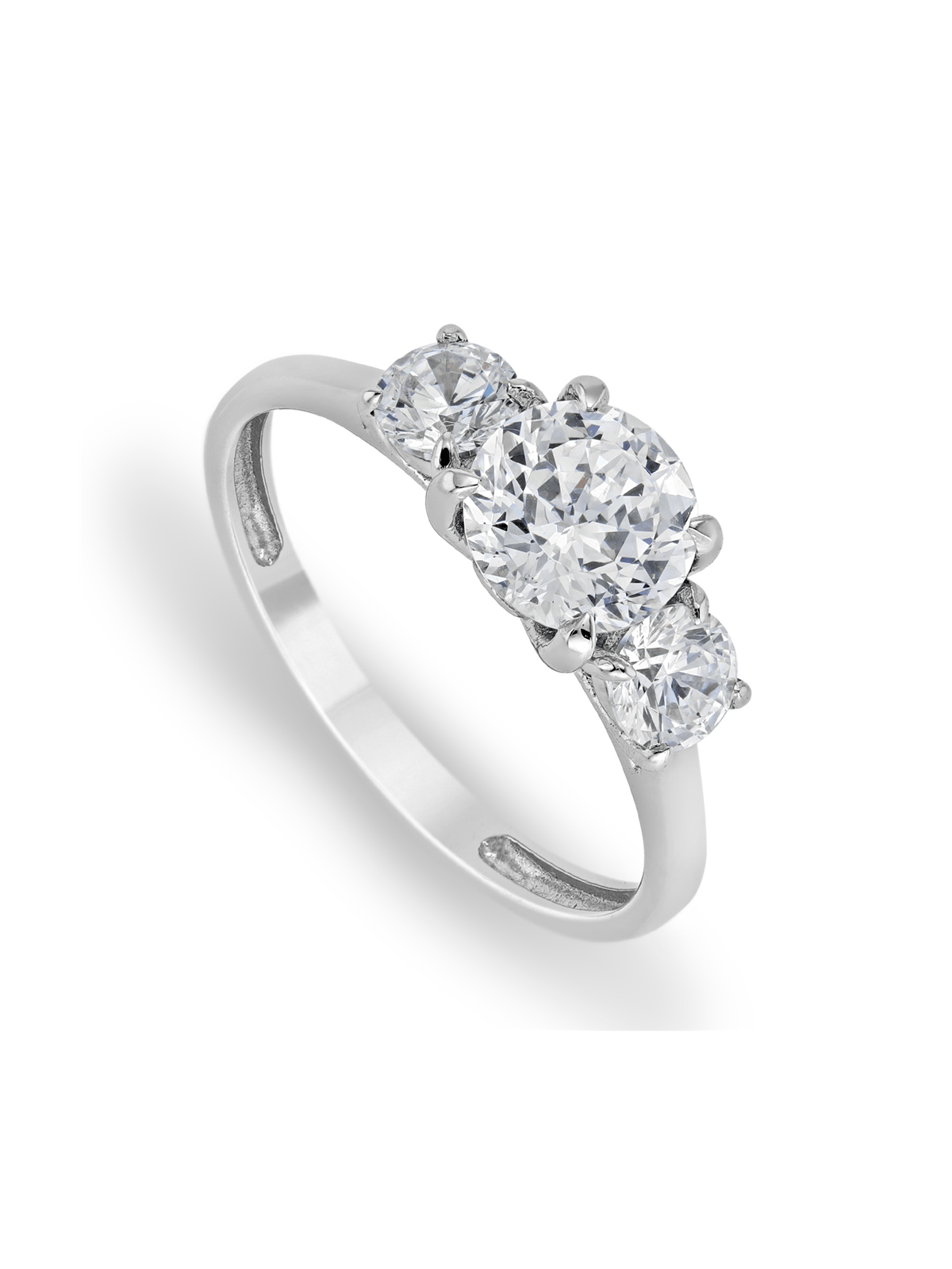 White Gold Moissanite Women’s Trilogy Ring | Bash