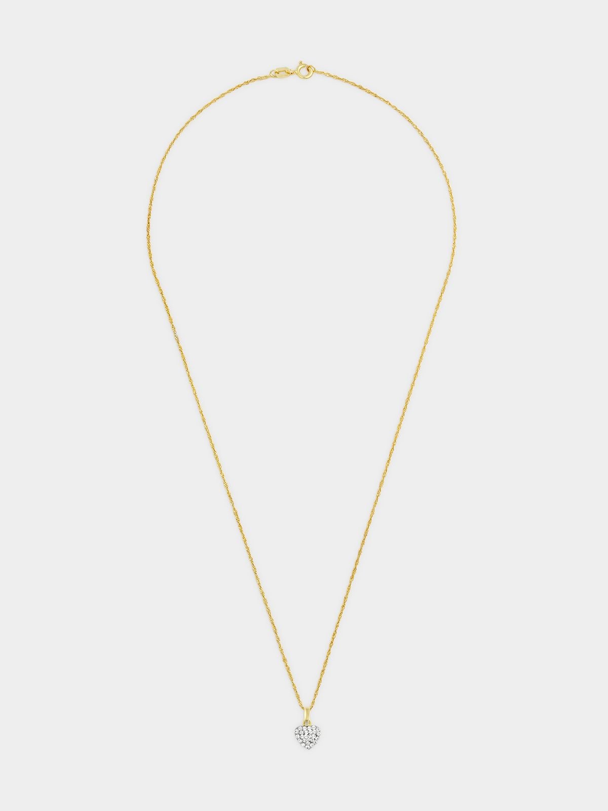 Yellow Gold Crystal Heart Pendant on Chain | Bash