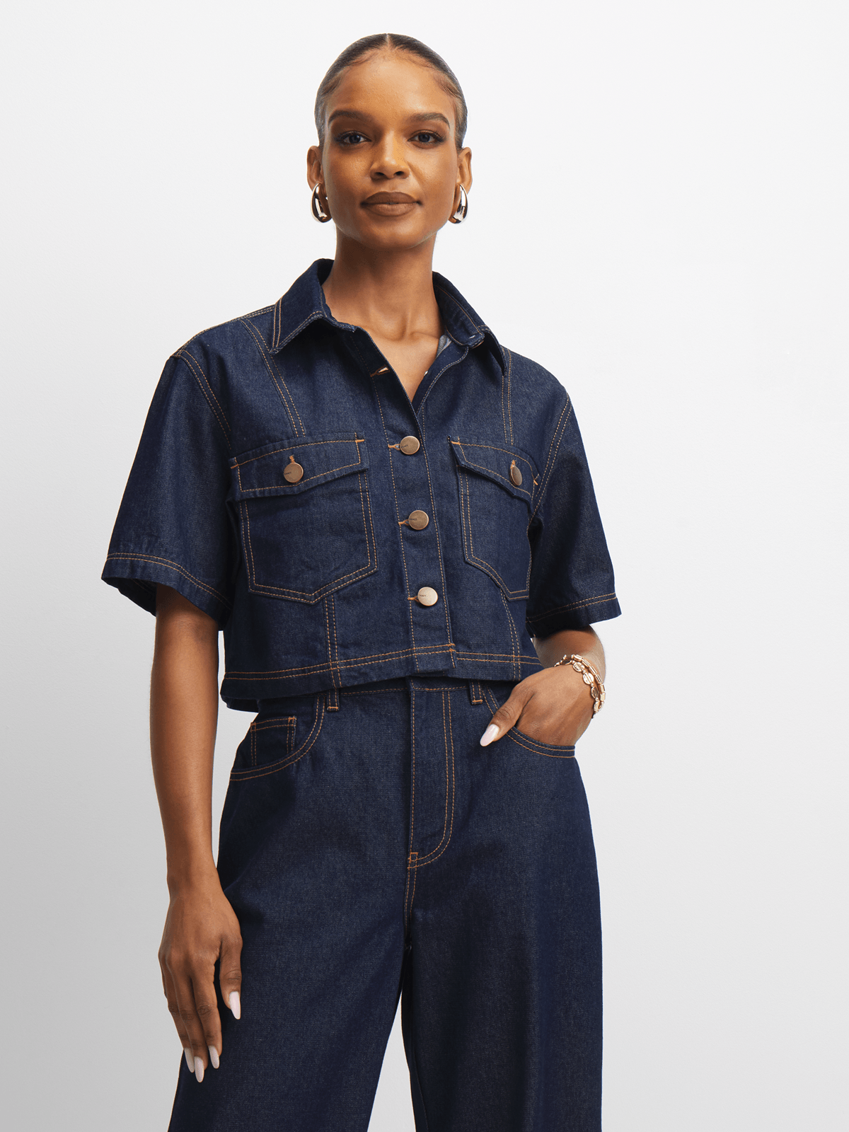 Exact Women's Dark Raw Wash Cropped Denim Jacket | Bash