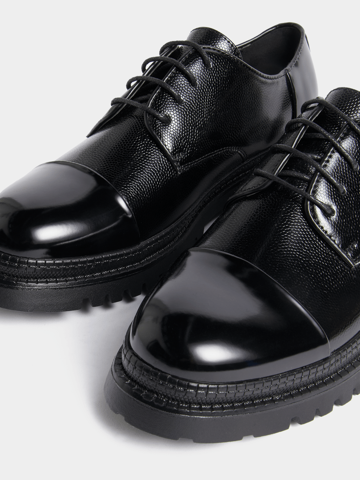 Markham Men's Lace Textured Panel Derby Black Shoes | Bash