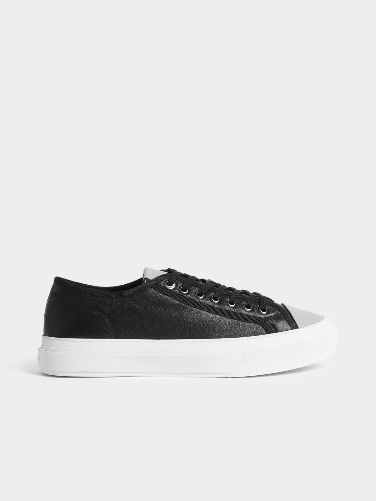 Fabiani Men's Black Leather Toe Cap Court Sneakers | Bash