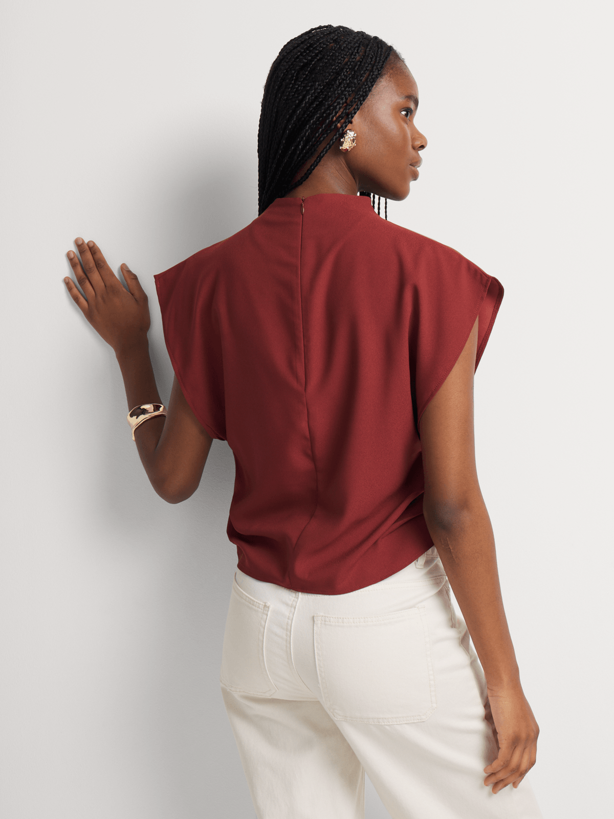 Highneck Pleated Shell Top | Bash