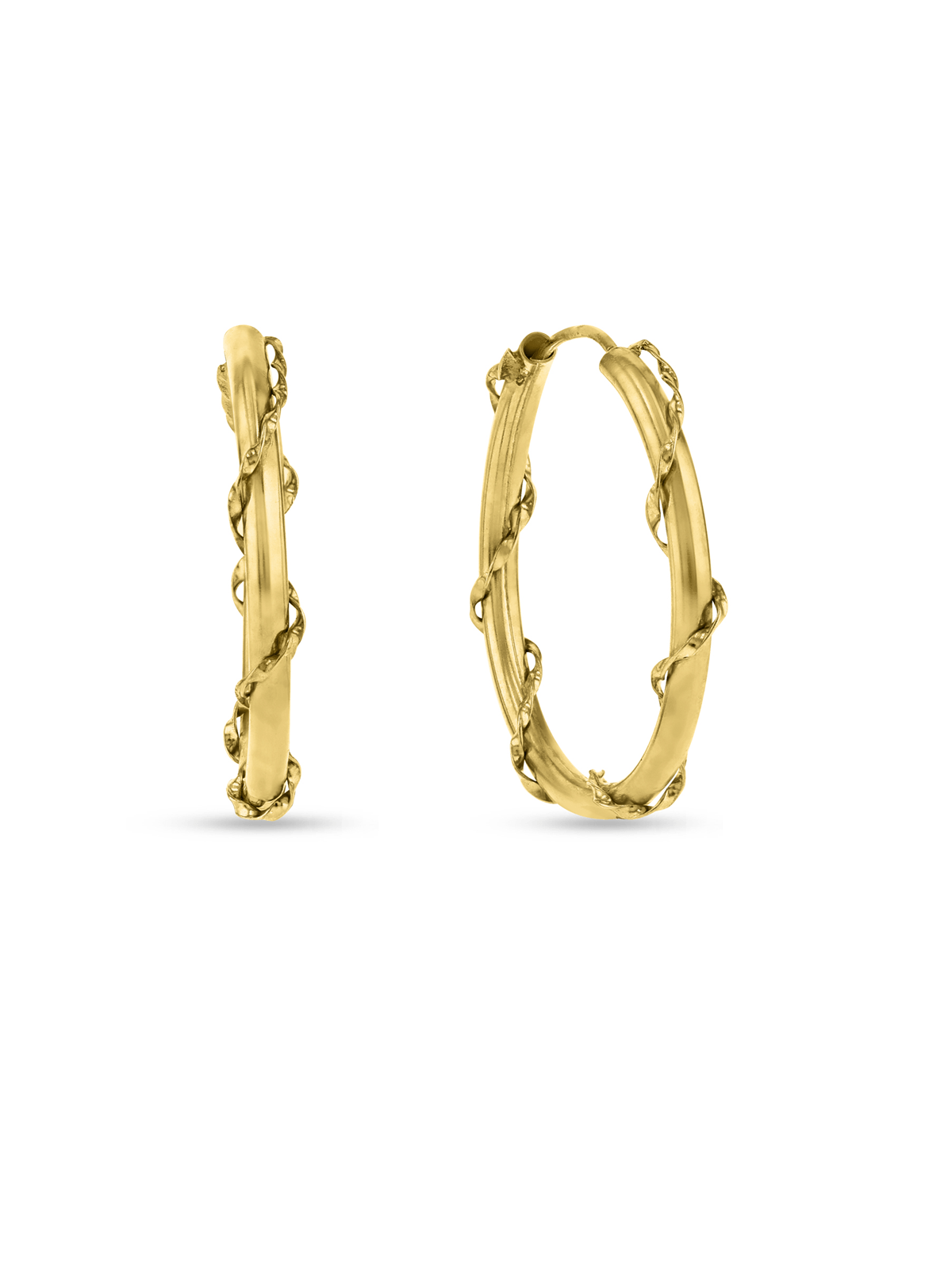 Yellow Gold, Wire Twist Sleeper Earrings | Bash
