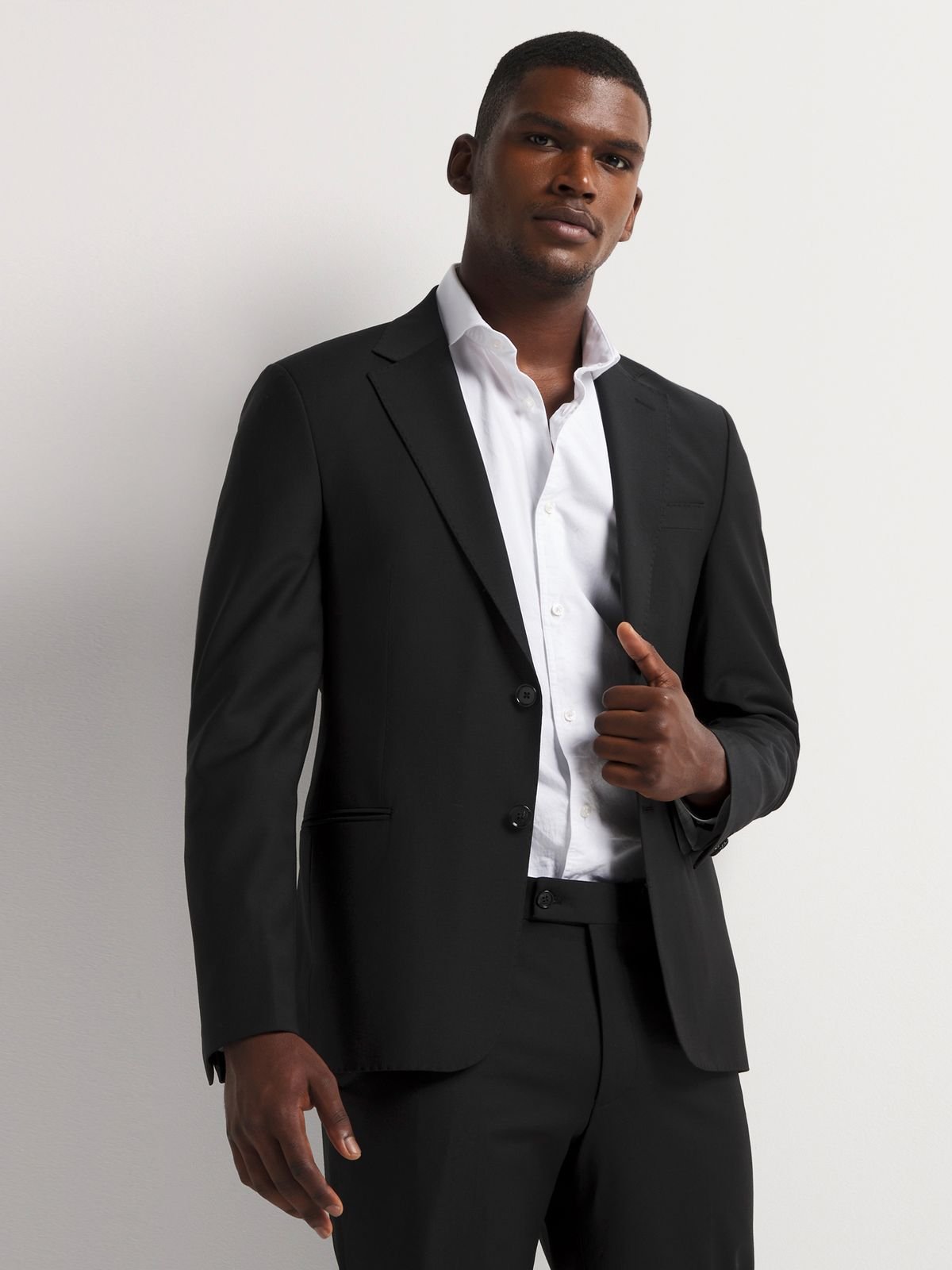 Fabiani Men's Black Wool Suit Jacket | Bash