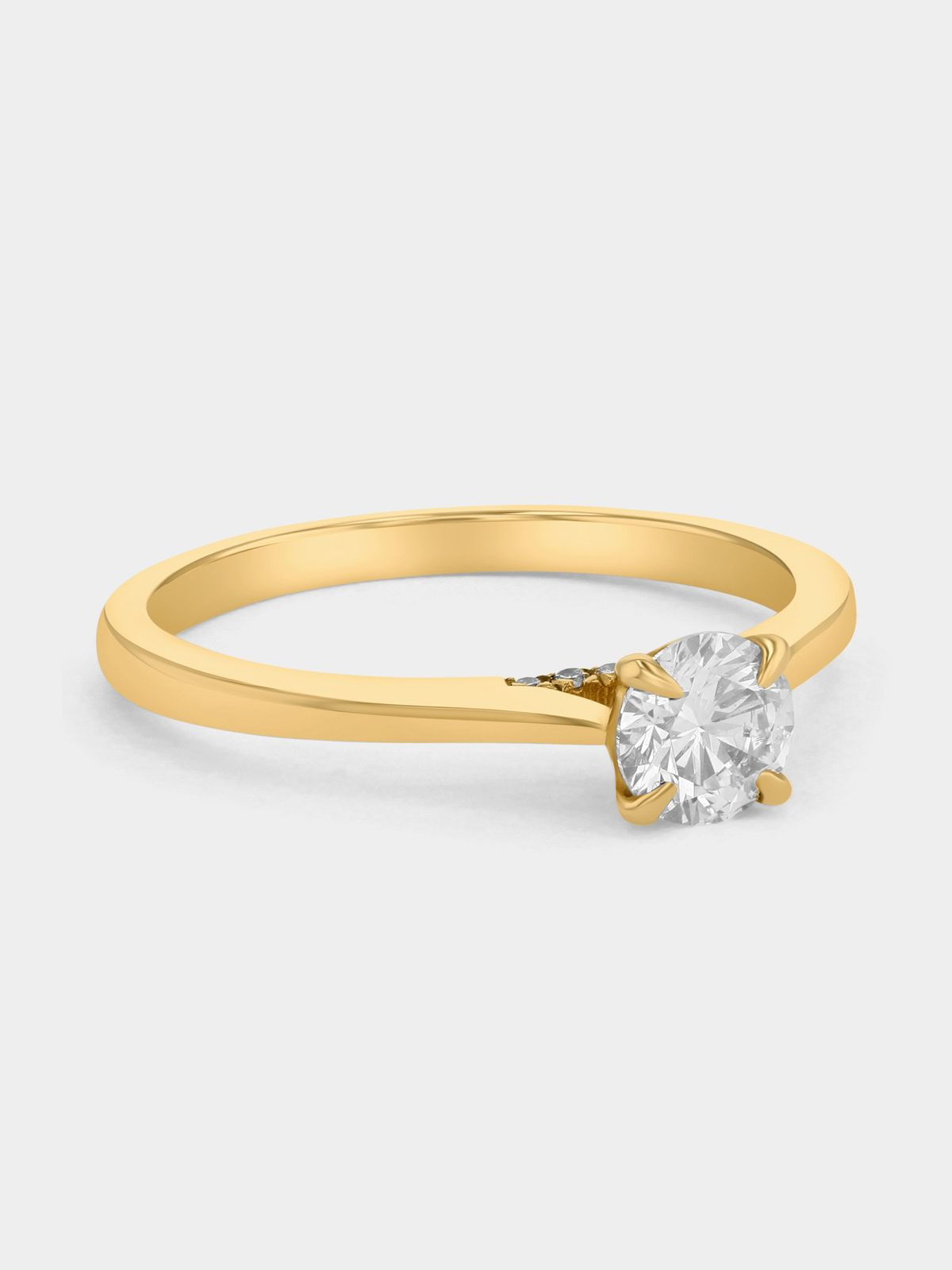 Yellow Gold 0.5ct Faint Blue Lab Grown Diamond Solitaire Ring | Bash
