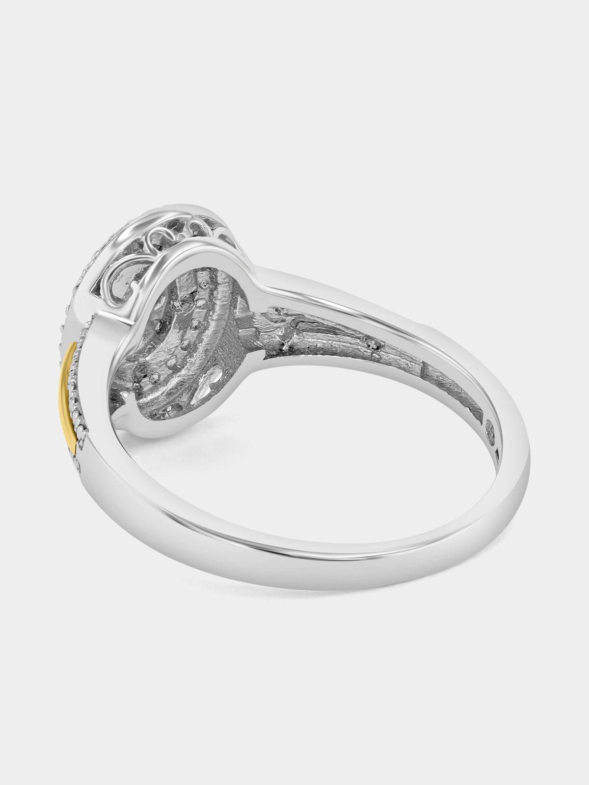 Yellow Gold & Sterling Silver Diamond & Created Sapphire Oval Halo Ring ...