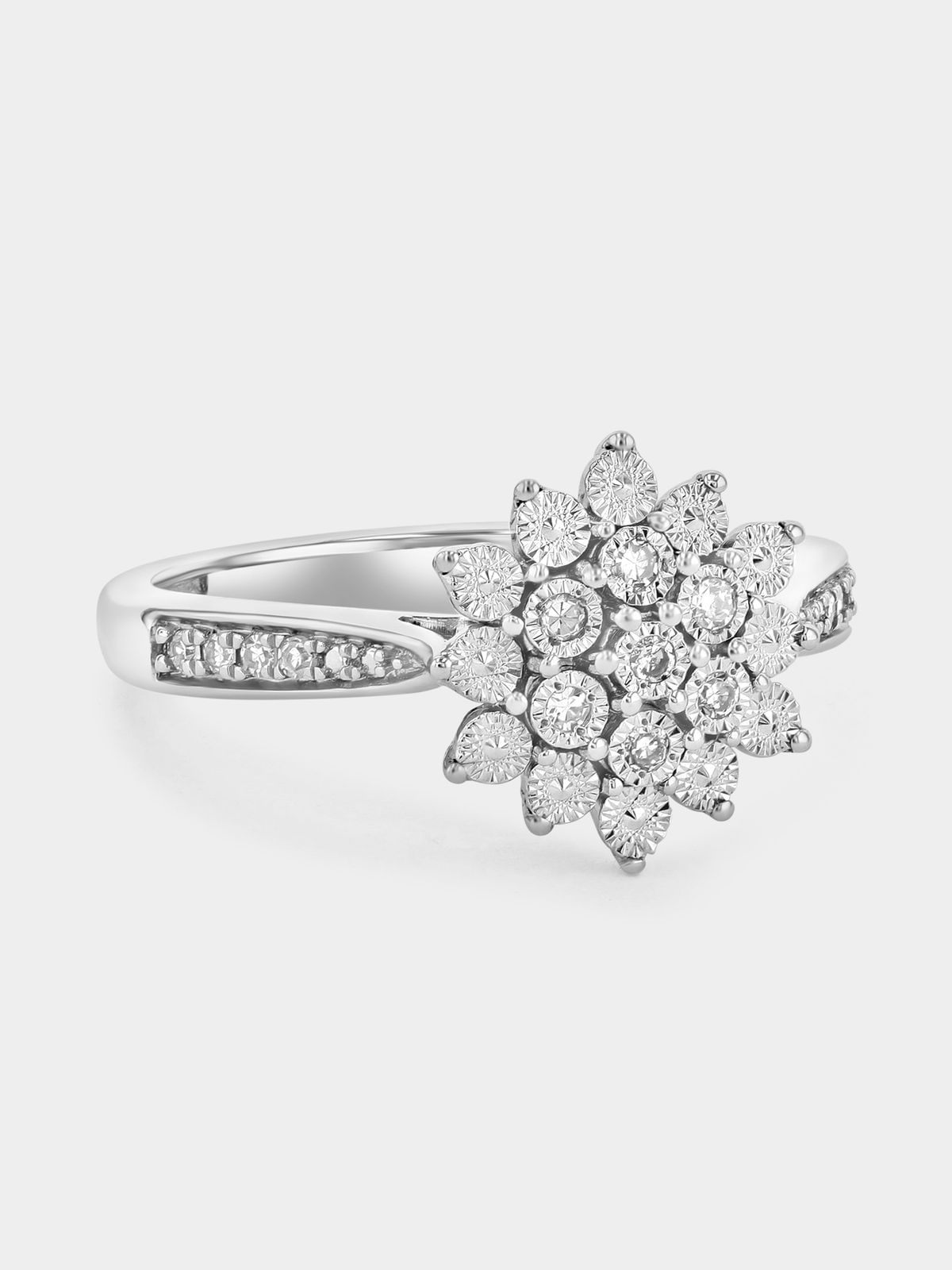 Sterling Silver Lab Grown Diamond Cluster Ring | Bash